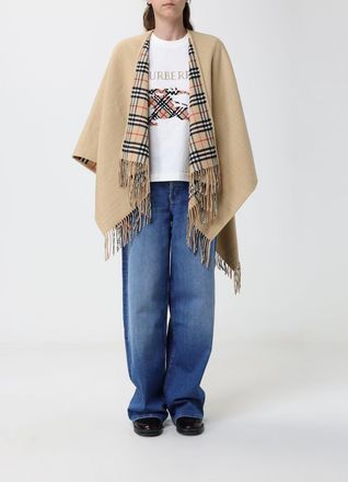 Burberry Asymmetrisches Cape aus Wolle mit Vintage-Check-Muster und Fransenr&auml;ndern
