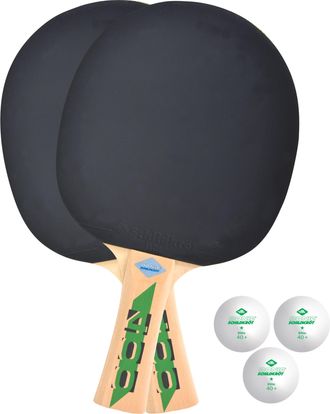 Schildkrot Fitness Donic-Schildkröt Tischtennis-Set Speedy Fetzner 400, 2 Schläger FSC Holz, 3 Bälle in guter 1* Qualität, im Hängekarton, sehr Gute Freizeitqualität, na