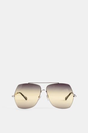 Chlo&eacute; CH0278S-004 Oversized Aviator Sunglasses - Silver