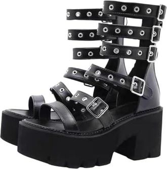 BESPORTBLE Sandales Pour Femme à Talons Hauts Antidérapantes Chaussures Élégantes Pour Femmes Avec Semelle Épaisse Noires