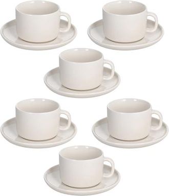 Tognana Edge, coffret de 6 tasses &agrave; th&eacute; avec soucoupe 220 ml, New Bone China, blanc