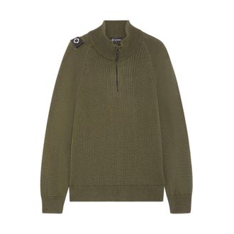 Mastrum Quarter Zip Strickpullover mit geripptem Stretchgewebe - - Knitwear - Herren - Gr&uuml;n - M