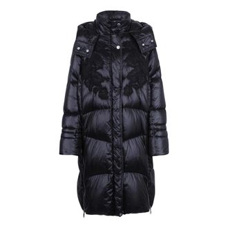 Ermanno Scervino Femme, Manteaux, Noir, Taille: 36 FR Longue doudoune avec broderie