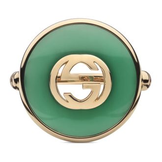 Gucci Verriegelungsring in Ros&eacute;gold- gr&uuml;nem Achat und Diamant - - Accessories - Damen - Gr&uuml;n - 51 MM