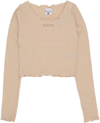 Karl Kani Retro Langarm Crew Neck T-shirt - - Tops - Damen - Beige - L