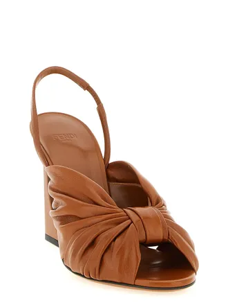 Fendi Womens Arco Heel Sandal Brown Lamb Leather