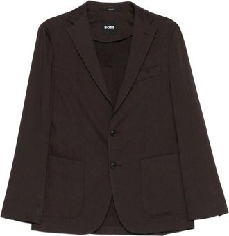 HUGO BOSS Homme, Vestes, Brun, Taille: L Veste de costume slim-fit en lin technique lavable