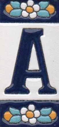 Generic Hausfliesen, Keramik, Zahlen und Buchstaben, Blumenmuster, Fliesengr&ouml;&szlig;e: 7,5 x 3,5 cm, Buchstabe A