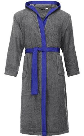 Ladeheid Peignoir de Bain Éponge 100% Coton Homme LA40-190 (Gris Foncé-12/Bleu-28, L)