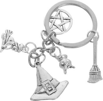 Pretyzoom Porte-CléS Halloween MéTal Chapeau SorcièRe Et Balai - Accessoire De DéCoration Pour CléS Sacs Et TéLéPhones IdéAl Pour FêTes De Halloween