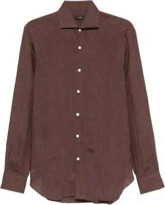 Barba Homme, Chemises, Brun, Taille: 4XL Chemise en lin