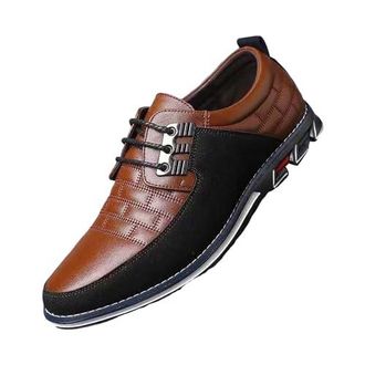 Generic Chaussures daffaires classiques en cuir verni &agrave; lacets pour homme - Bout pointu - Talon bloc - Antid&eacute;rapantes - Chaussures basses d&eacute;contract&eacute;es pour u