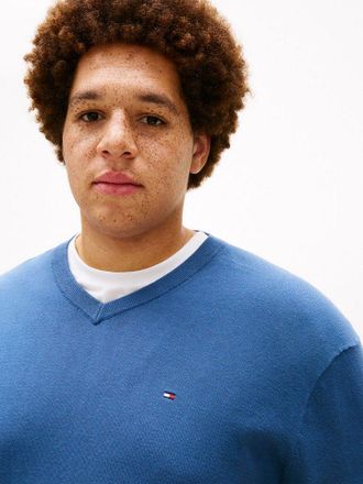 Tommy Hilfiger Big & Tall V-Ausschnitt-Pullover BT-ESSENTIAL COTTON (Rippb&uuml;ndchen am &Auml;rmel, Saum und Ausschnitt) Gro&szlig;e Gr&ouml;&szlig;en, normale Passform