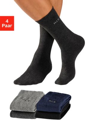 H.I.S Socken H.I.S, Damen, Gr. 39-42, blau (1x schwarz, 1x marine, 1x anthrazit, meliert, 1x grau, meliert), Baumwolle, Elasthan (LYCRA), Polyamid, unifarbe