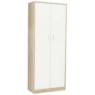 IDMarket Armoire de Bureau 190 cm Multifonction Maria Bois et Blanc 2 Portes 4 &eacute;tag&egrave;res