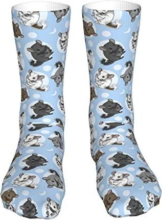 AOOEDM Chinchillas bleus et lune nouveaut&eacute; dr&ocirc;le chaussettes garder au chaud mignon athl&eacute;tique chaussettes Tube pour hommes femmes cadeau