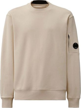 C.P. Company C.p. Company, Homme, Sweatshirts et sweats &agrave; capuche, Beige, Taille: M SweaT-shirt ras du cou en molleton diagonale avec d&eacute;tail Lens