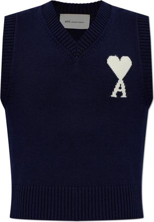 Ami Femme, Pulls, Bleu, Taille: 34 FR Gilet Col V