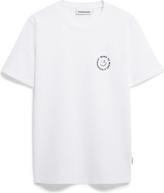 Armedangels Herren Regular T-Shirt aus Bio-Baumwolle JAAMES Smiley Regular Fit White