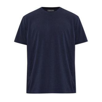 Tom Ford Lyocell Baumwolle Rundhals T-Shirt - - Tops - Herren - Blau - L