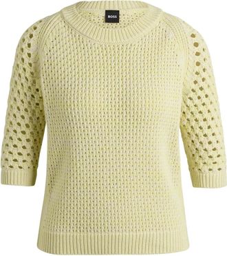 HUGO BOSS Damen, Strickwaren, Gelb, LGröße