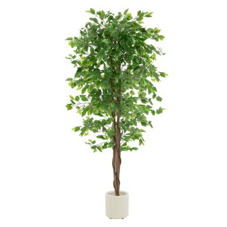 ML Design ML-Design Kunstpflanze Ficus 180 cm, K&uuml;nstliche Pflanzen gro&szlig; wie echt, Fake Zimmerpflanze mit Naturholzstamm im Topf, Deko Plastikpflanzen Innen/Au&szlig;e
