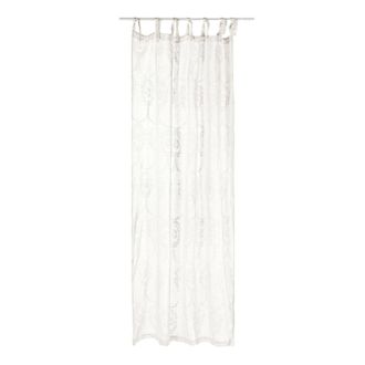 Loberon Gardine Loix, zart gemusterter Vorhang, Anbringung durch dekorative Bindebänder, Sichtschutz, Fensterdekoration, Leinen, weiß