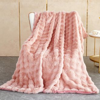 Shanna Kuscheldecke Kaninchen Plüsch Decke Super Soft Wohndecke Dick 1000 G/M² Flanell Decke Couchdecke Warme Überwurfdecke Sofadecke Vielseitig Blanket Für 