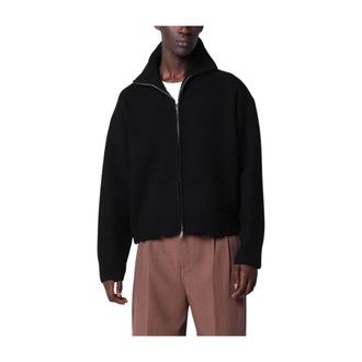 STUDIO NICHOLSON Sandos Rippstrick-Pullover mit Rei&szlig;verschluss - - Knitwear - Herren - Schwarzk - S