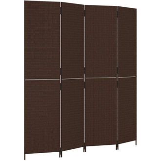 vidaXL Paravent 4-tlg. Braun Poly Rattan Vidaxl