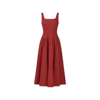 Max Mara Femme, Robes, Rouge, Taille: 40 FR Mstfeltre Robe &agrave; jupe ample en popeline