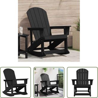 vidaXL Terrassenstuhl - Adirondack-Schaukelstuhl Schwarz 92 x 73,5 x 92 cm HDPE