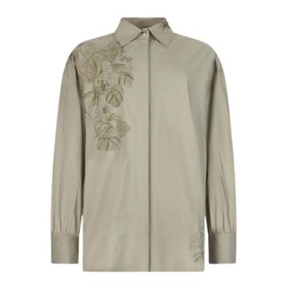 Liu Jo Femme, Blouses et Chemises, Vert, Taille: 38 FR Chemise oversize avec broderie