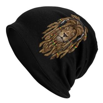Generic Homme Femme Bonnets De Ski Casque Audio Dreadlock Rasta Lion Bonnets Tricot&eacute; Mode Hiver Chapeaux Chaud Bonnet dhiver pour Patinage Cyclisme Quotidien