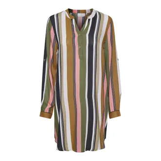 Kaffe Robe Chemise &agrave; Rayures Vert/Rose - Femme - Robes - Multicolore - Taille: 40 FR