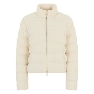 Moncler Femme, Pulls, Blanc, Taille: 40 FR Cardigan matelass&eacute; en m&eacute;lange de laine et de cachemire