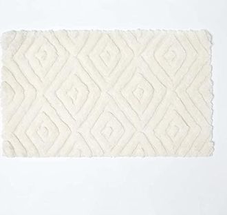 Homescapes Tapis de Bain antid&eacute;rapant Losanges en 100% Microfibre Blanc, 50 x 80 cm