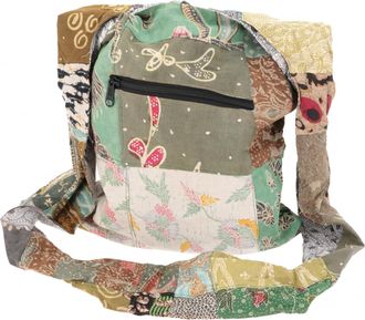 Guru Shop Boho Schultertasche, Goßer Patchwork Beutel, Shopper - Grün, Unisex - Erwachsene, Baumwolle, 38x35x5 cm