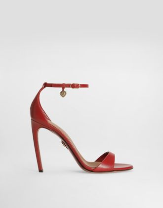 Dolce & Gabbana Sandalette Aus Glänzendem Ziegenleder - Frau Sandalen Und Wedges Rot 37.5