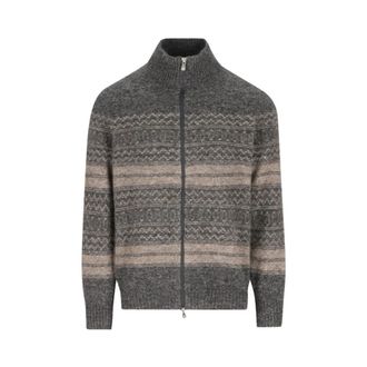 Brunello Cucinelli Fair Isle Rei&szlig;verschluss-Pullover - - Knitwear - Herren - Grau - L