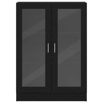 Generic Vitrine aus Eichenholz mit Glast&uuml;ren, Hoher Aufbewahrungsschrank mit Verstellbaren Regalen, Vitrine mit Holzmaserung f&uuml;r Wohnzimmer, Arbeitszimmer und