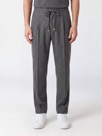 Brunello Cucinelli Pantalon droit en laine avec taille &agrave; cordon de serrage