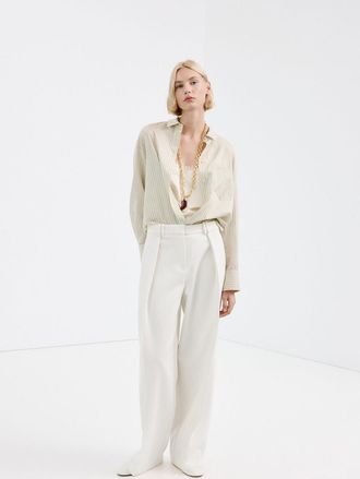 Mango Lyocell-Hemd mit Tasche pastellgelb - Damen - XXS - MANGO