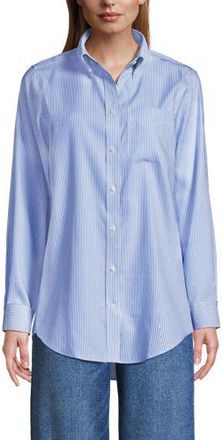 Lands End Bügelleichtes Langarmhemd im Boyfriend-Look, Damen, Größe:36-38 regular, Blau, Baumwolle, by Lands End