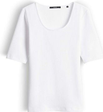 someday Kurzarmshirt Kladena aus Rippjersey Tiefer Rundhals, figurbetonter Everyday-Klassiker
