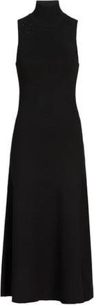 Saison 1865 aktuelles Midi -Kleid mit aufrechtem Kragen - schwarz