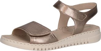 Caprice Damen Sandalen flach aus Leder Bequem, Beige (Taupe Metallic), 39 EU