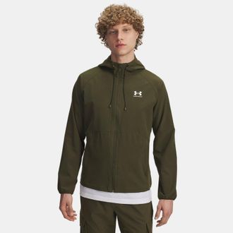 Under Armour Stretch Woven Windjacke f&uuml;r Herren Expedition Gr&uuml;n / Wei&szlig; XXL