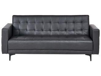Beliani Moderner 3-Sitzer Sofa Kunstleder schwarz Aberdeen