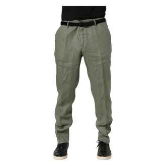 Dolce & Gabbana Leinen Hose mit schmal zulaufendem Bein - - Trousers - Herren - Grau - 3XL